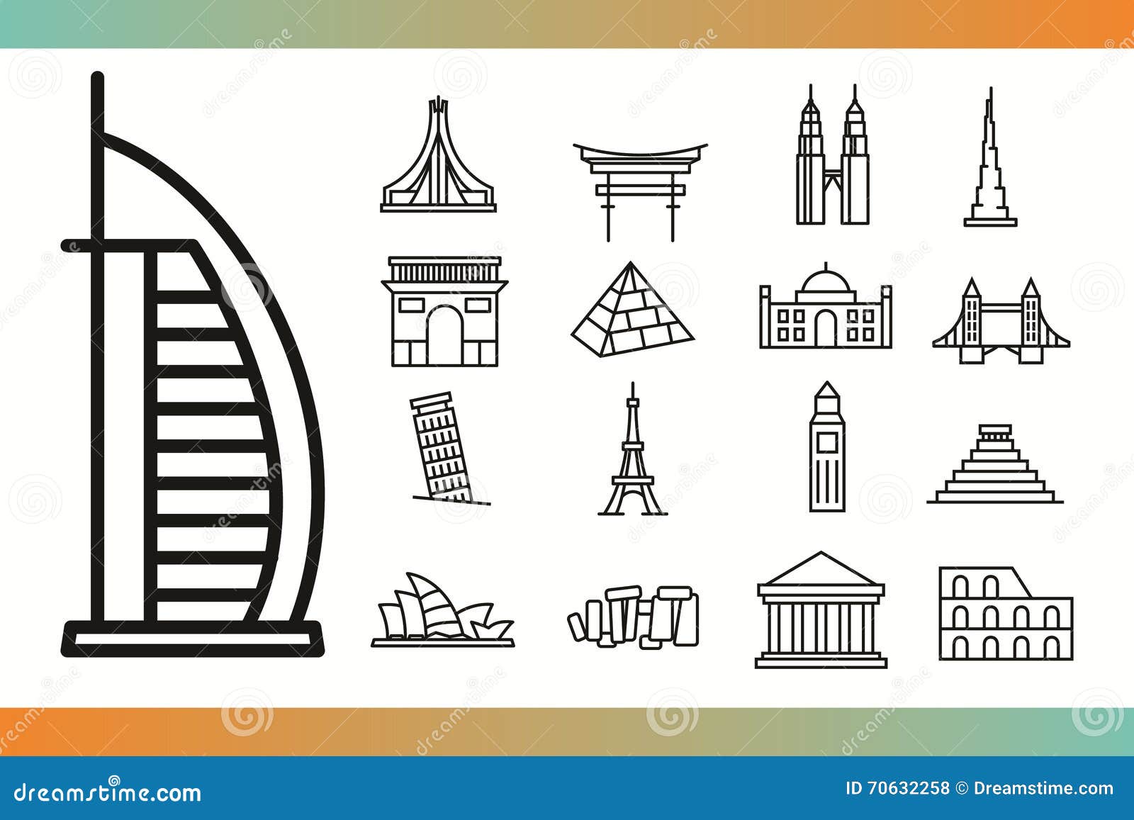 World landmark icons stock vector. Illustration of icon - 70632258