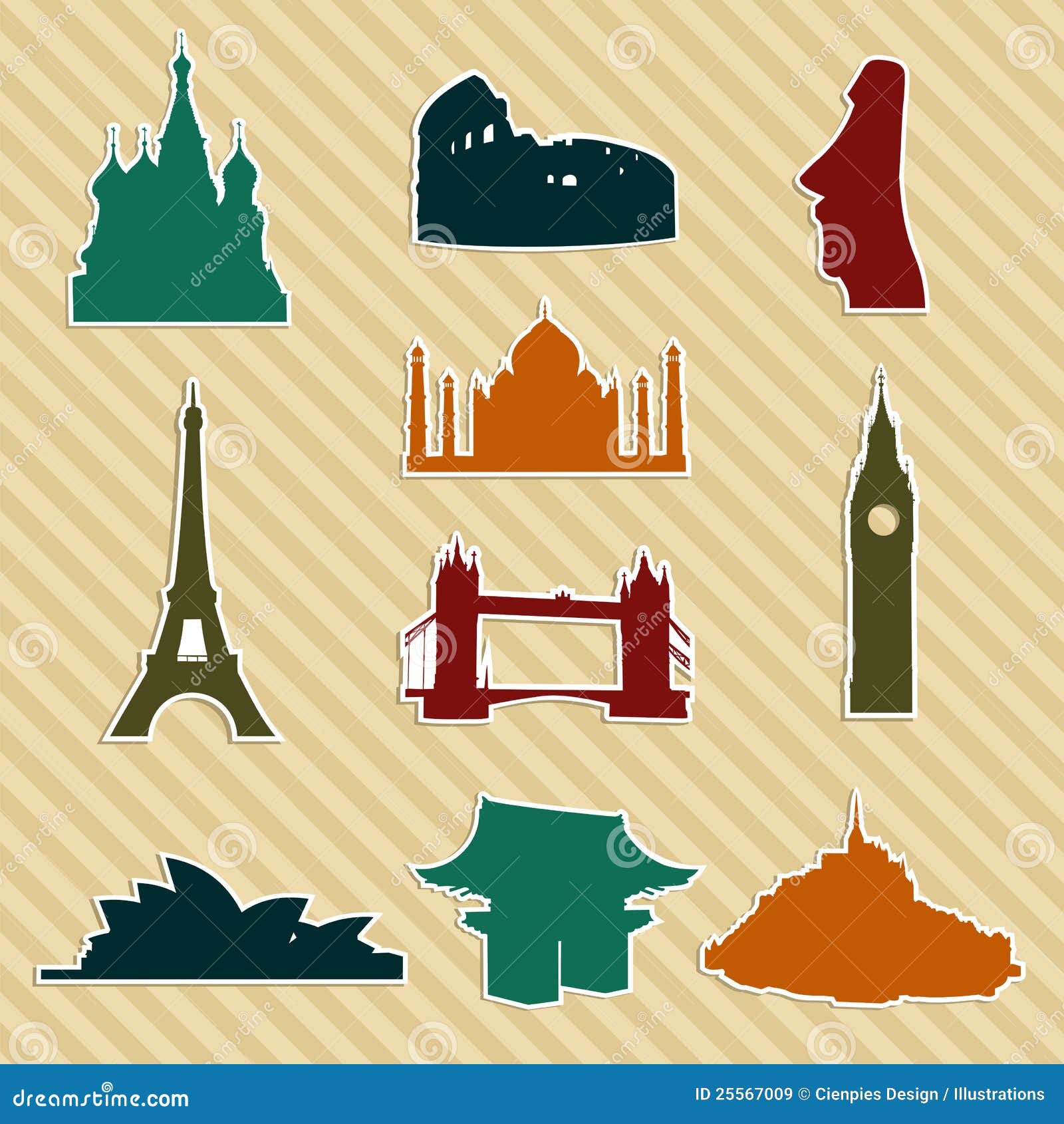 World Landmark Silhouettes Set Cartoon Vector | CartoonDealer.com #25567009