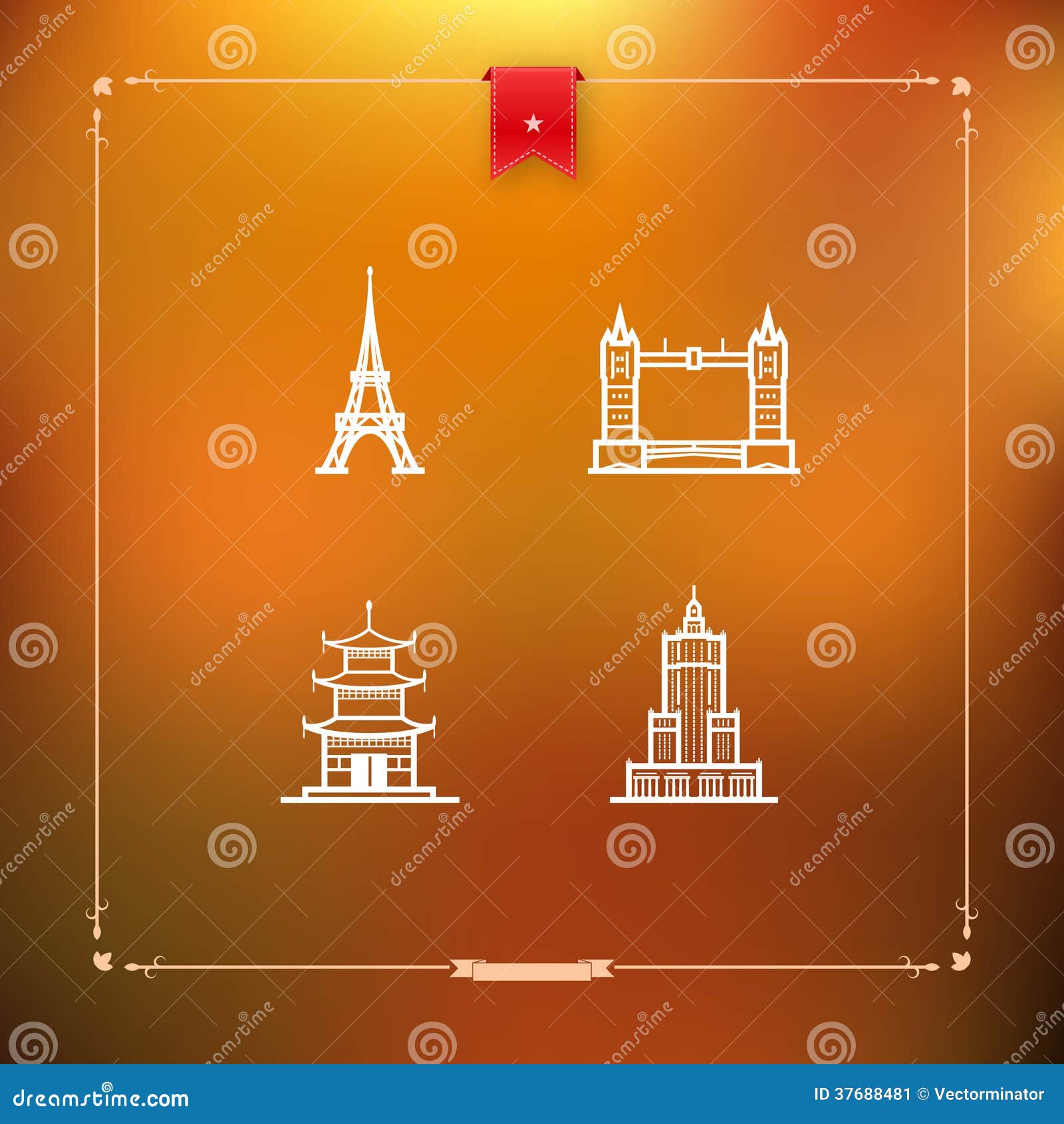 World Landmarks Cartoon Vector | CartoonDealer.com #37688481