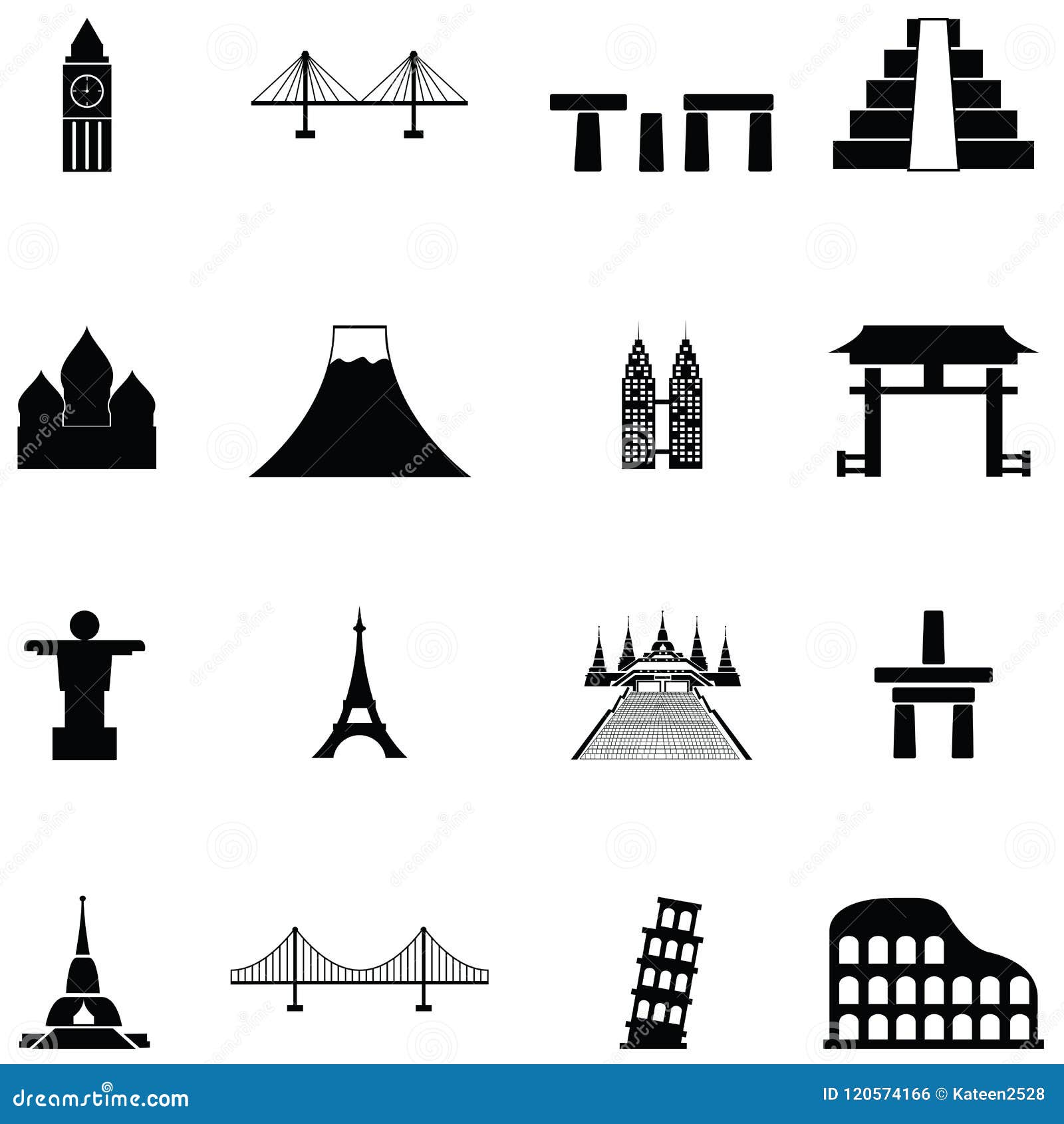 World landmarks icon set stock vector. Illustration of london - 120574166