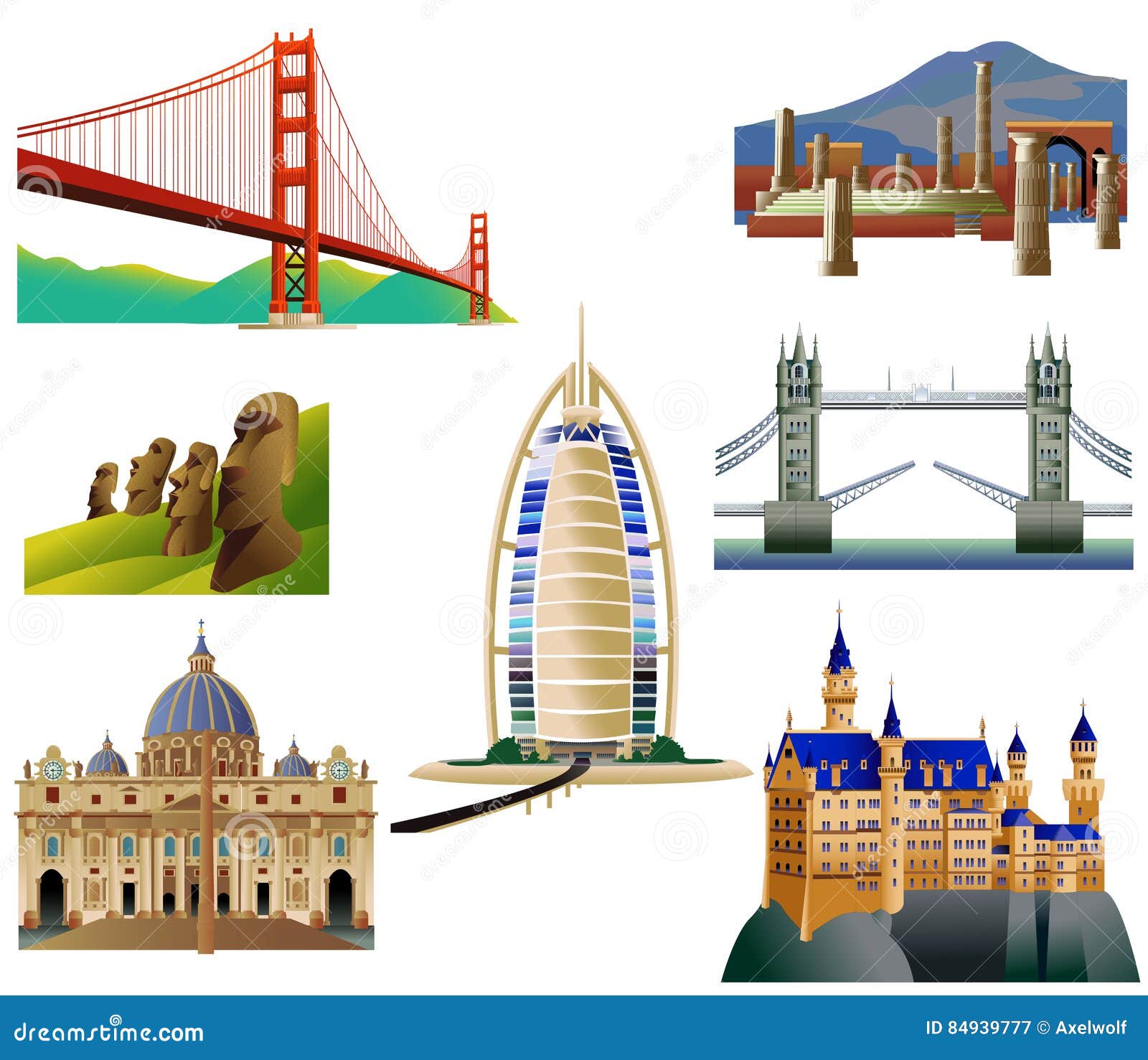 World Landmarks, Set 3. Vector Icons Stock Vector - Illustration of ...