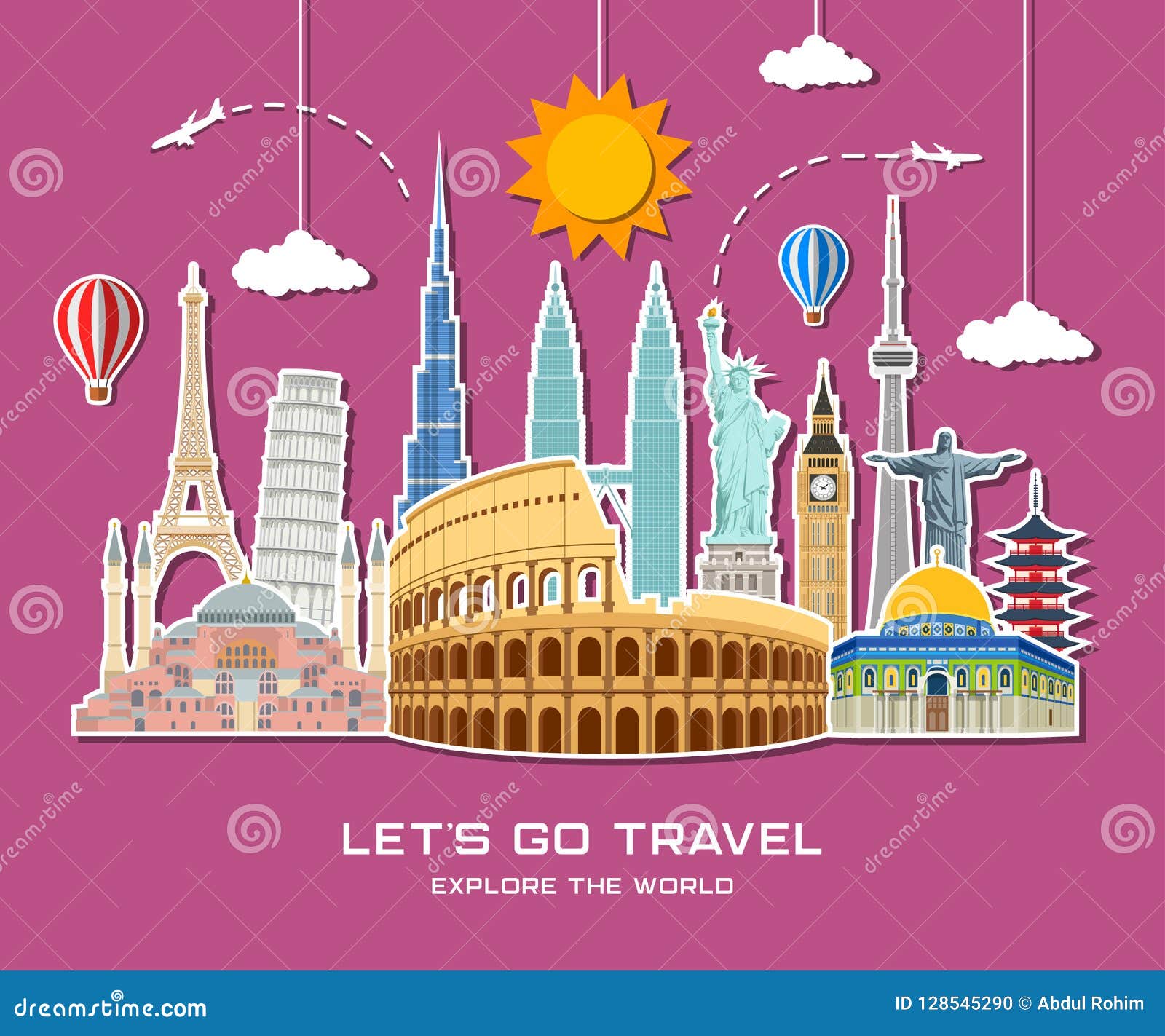 World Landmarks Sticker Icon Set Stock Illustration - Illustration of ...