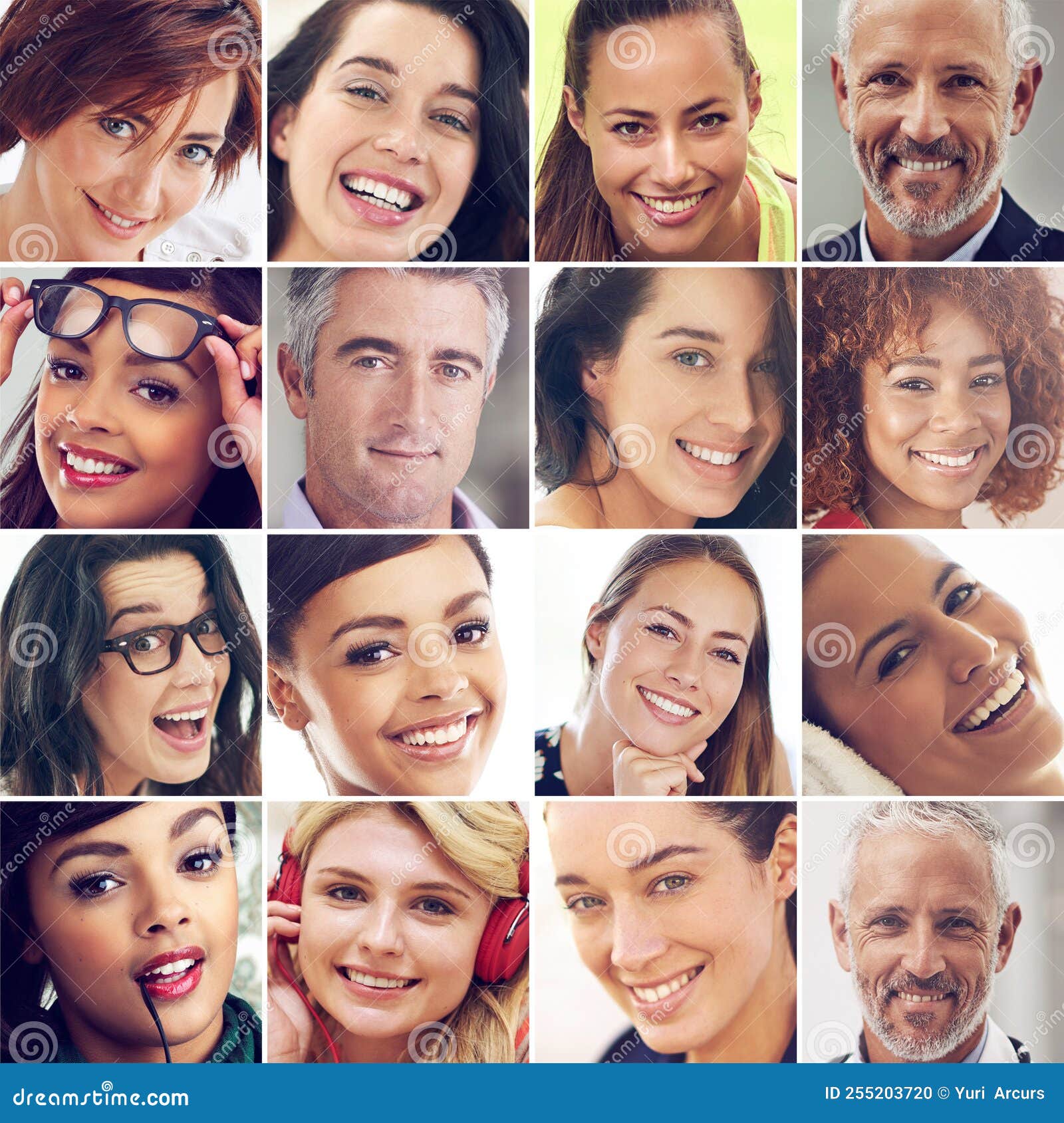 The World of Laughter. Composite Image of a Diverse Group of Smiling ...