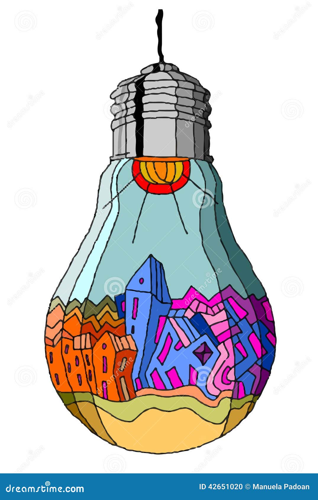 The world in a light bulb stock vector. Illustration of intuos - 42651020