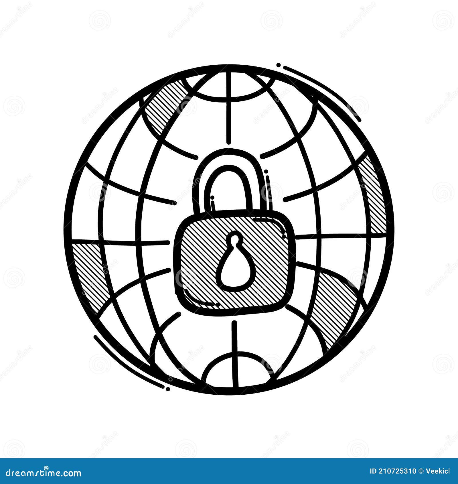 World Lock Doodle Vector Icon. Drawing Sketch Illustration Hand Drawn ...