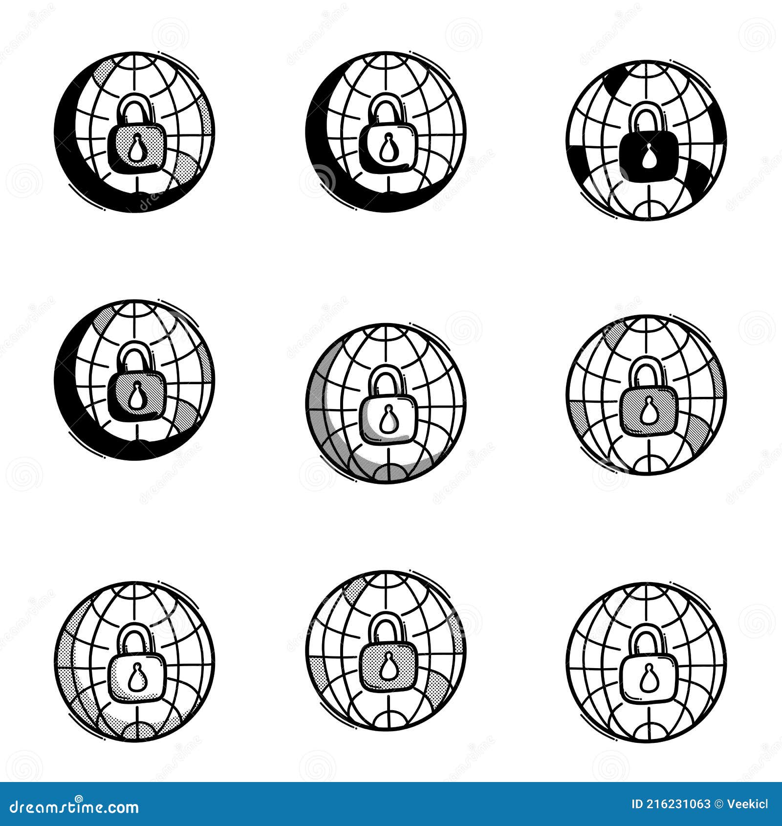 World Lock Doodle Vector Icon. Drawing Sketch Illustration Hand Drawn ...