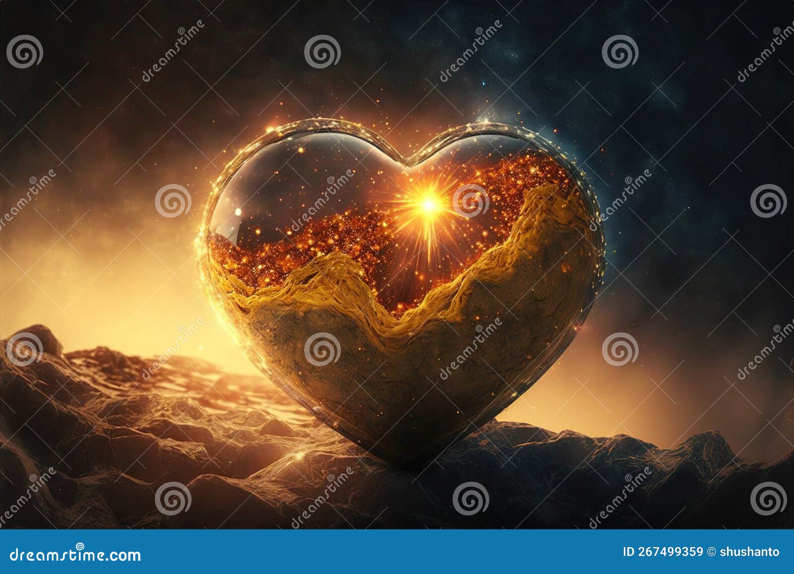 World of Love in Heart stock illustration. Illustration of glow - 267499359