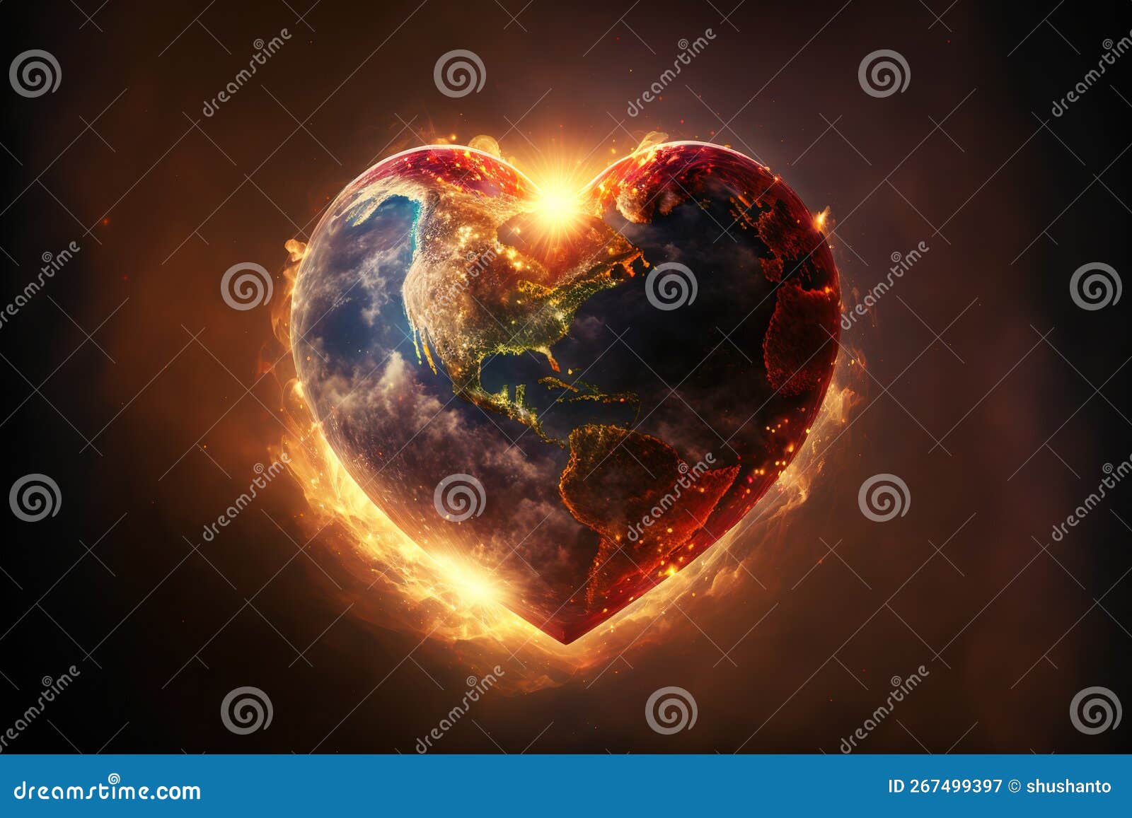 World of Love in Heart stock illustration. Illustration of continent ...
