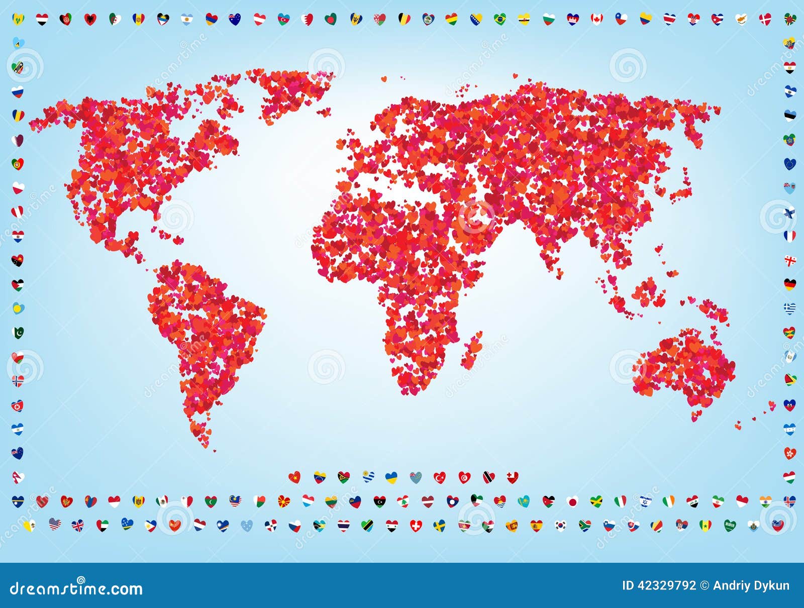 World Of Love Map With Flags Vector Illustration | CartoonDealer.com ...