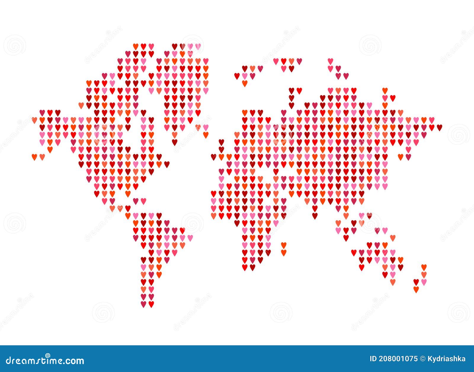 World of Love, Map Shape, Made from Hearts Stock Vector - Illustration ...