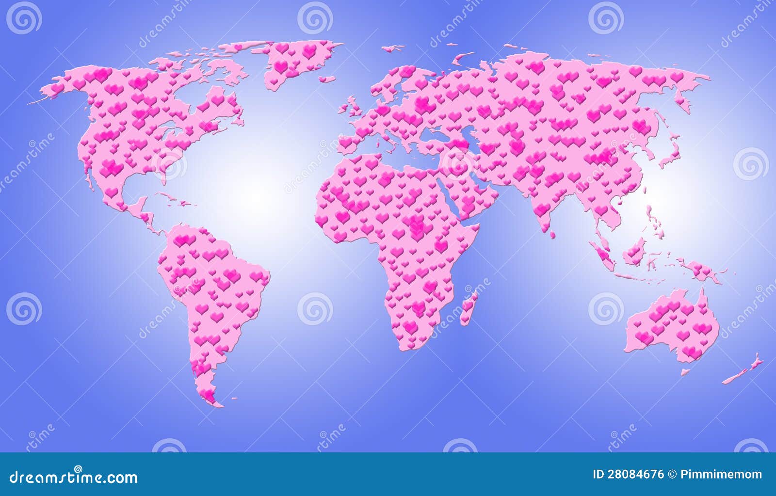 World Of Love - World Map With Hot Pink Hearts Royalty Free Stock Image ...