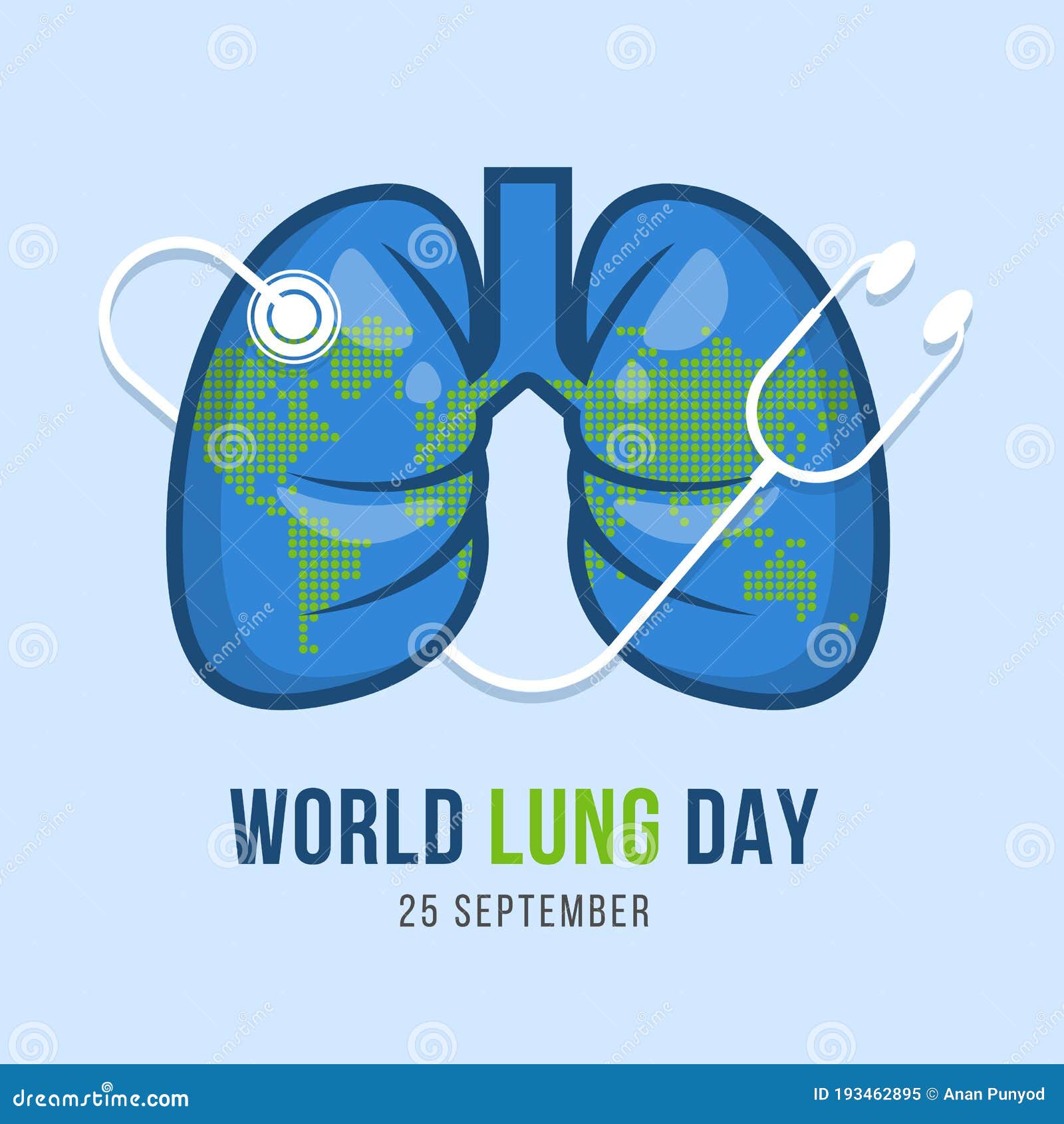 World Lung Day Banner - Stethoscope Around Lung With Dot Map World ...