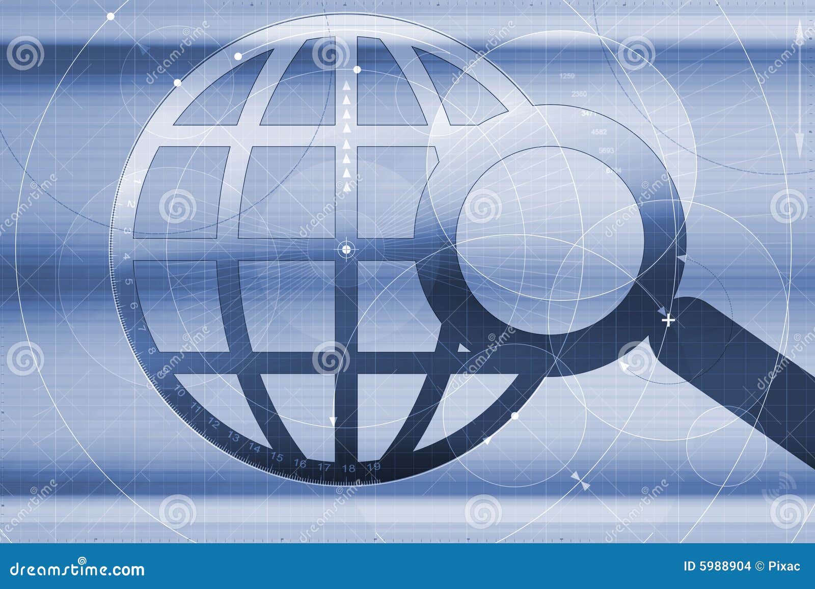 World and magnifying glass stock illustration. Illustration of inspect ...