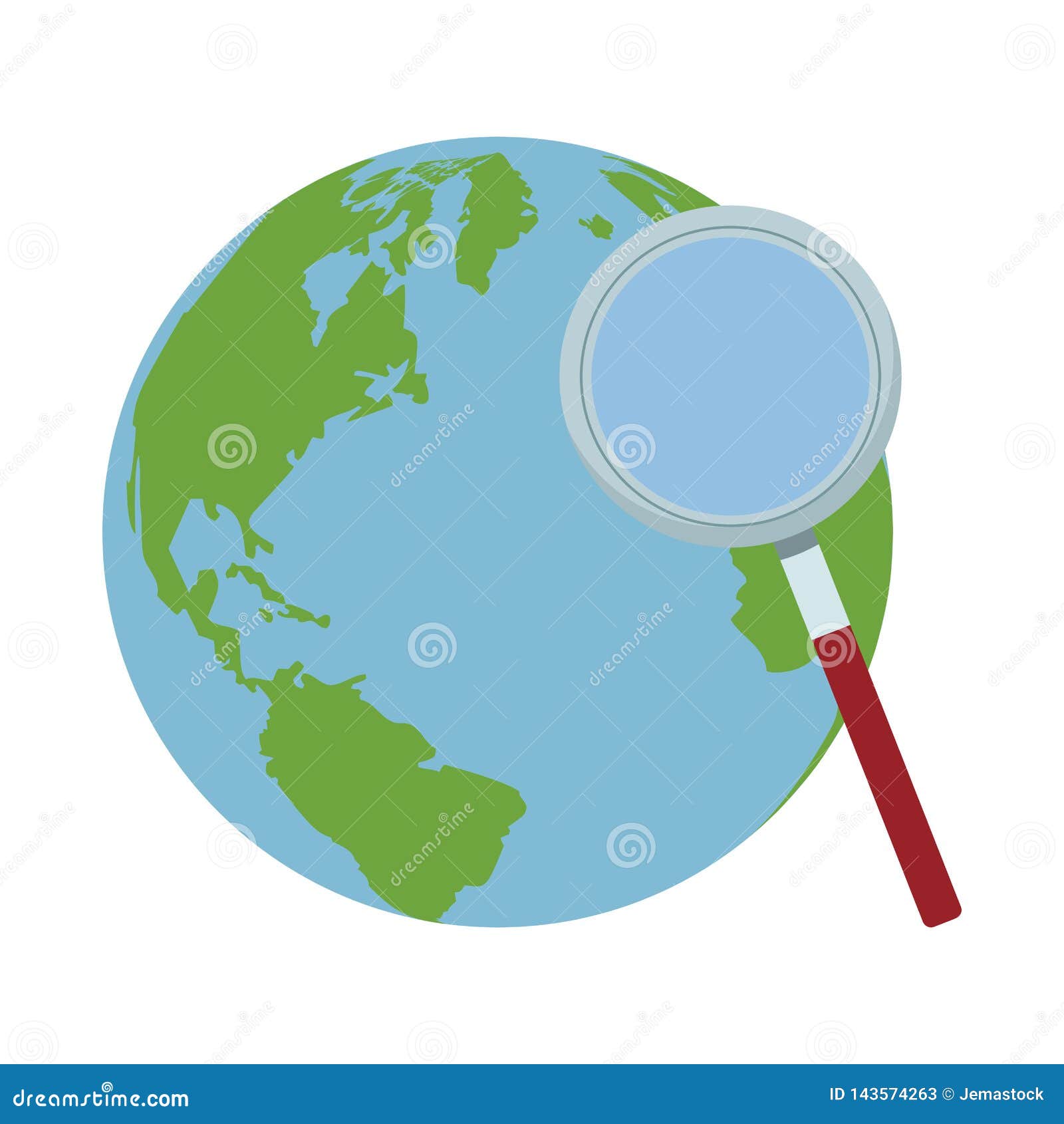World and magnifying glass stock vector. Illustration of cloud - 143574263