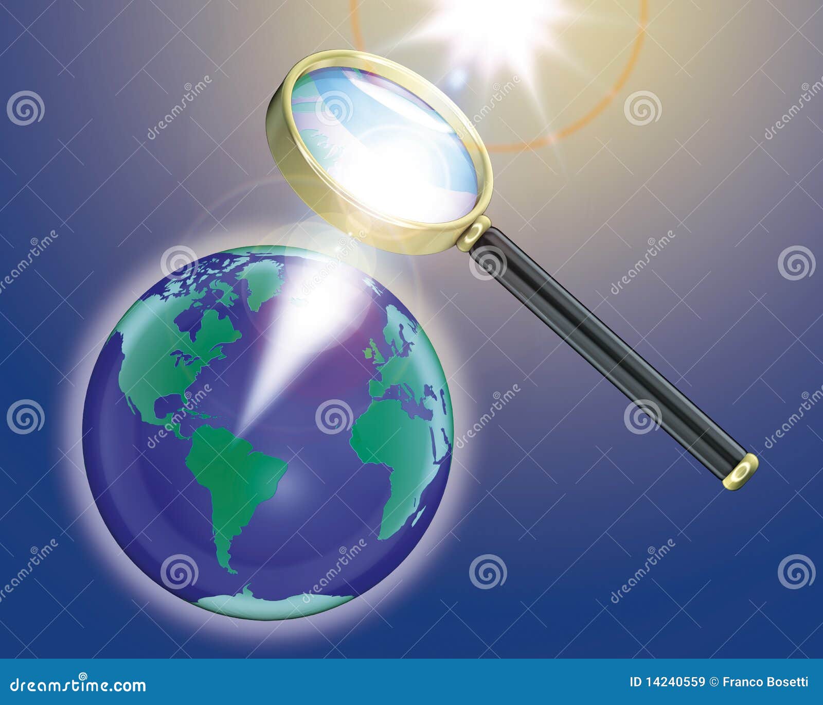 World and magnifying lens stock illustration. Illustration of ...