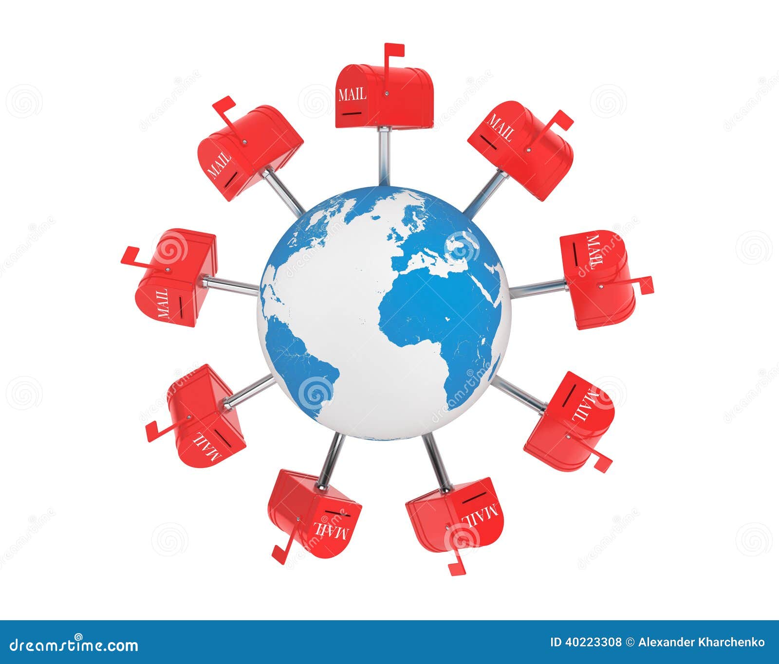 World Mail Concept. Mail Boxes Over Earth Globe Stock Illustration ...
