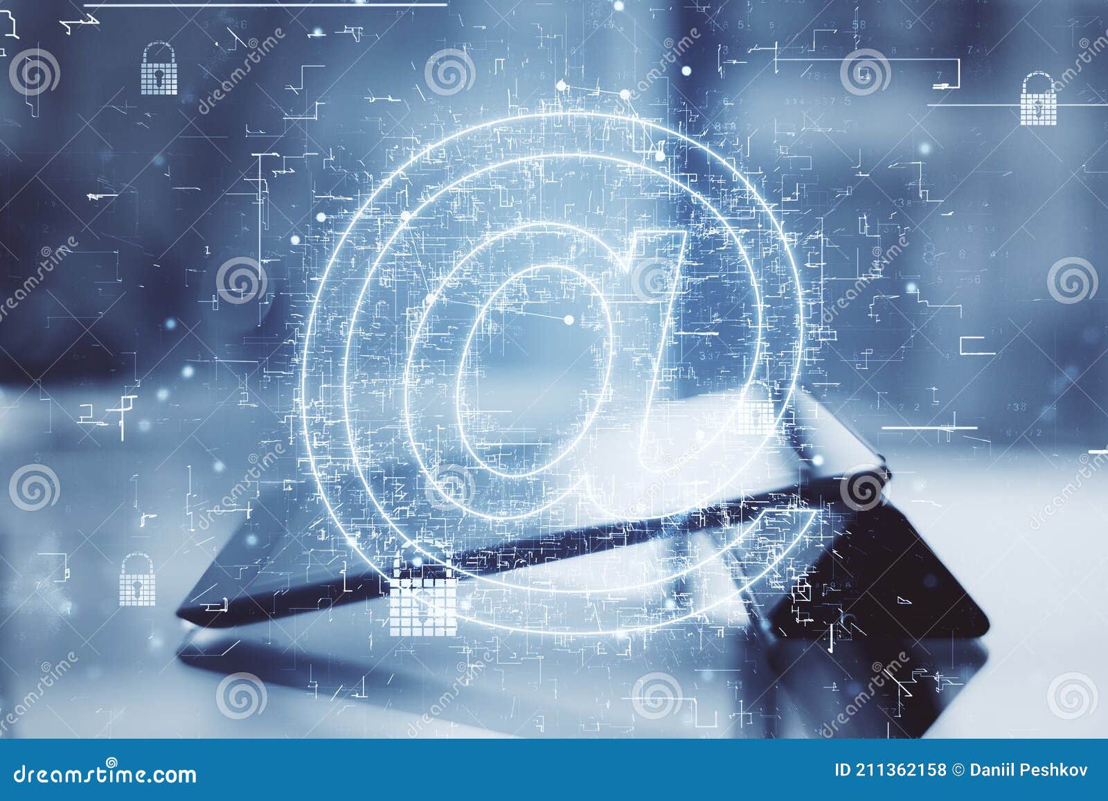 World Mail Technology with Digital Email Symbol at Digital Tablet on ...