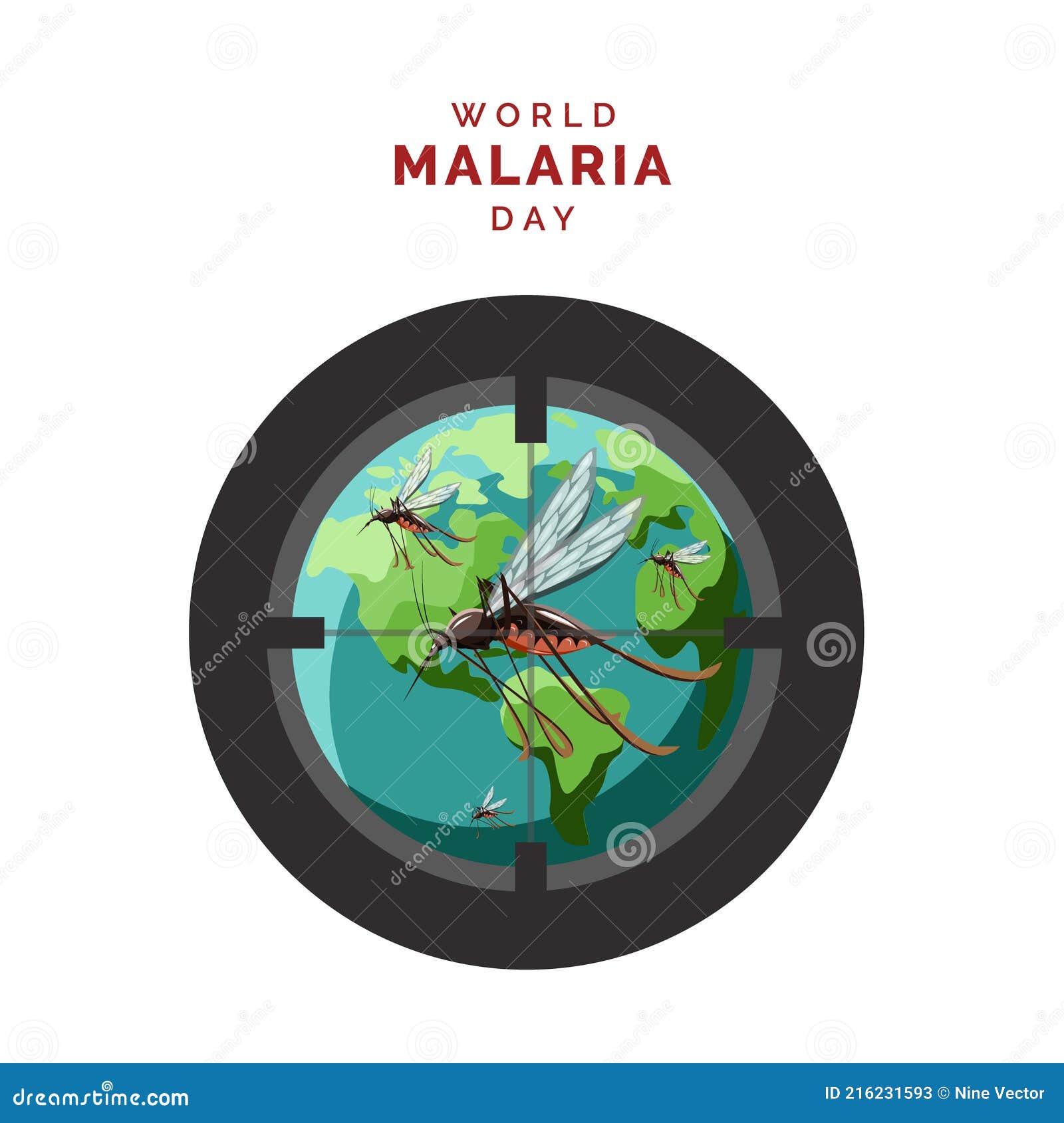 World Malaria Day Vector, Illustration of Earth and Malaria Sniper ...