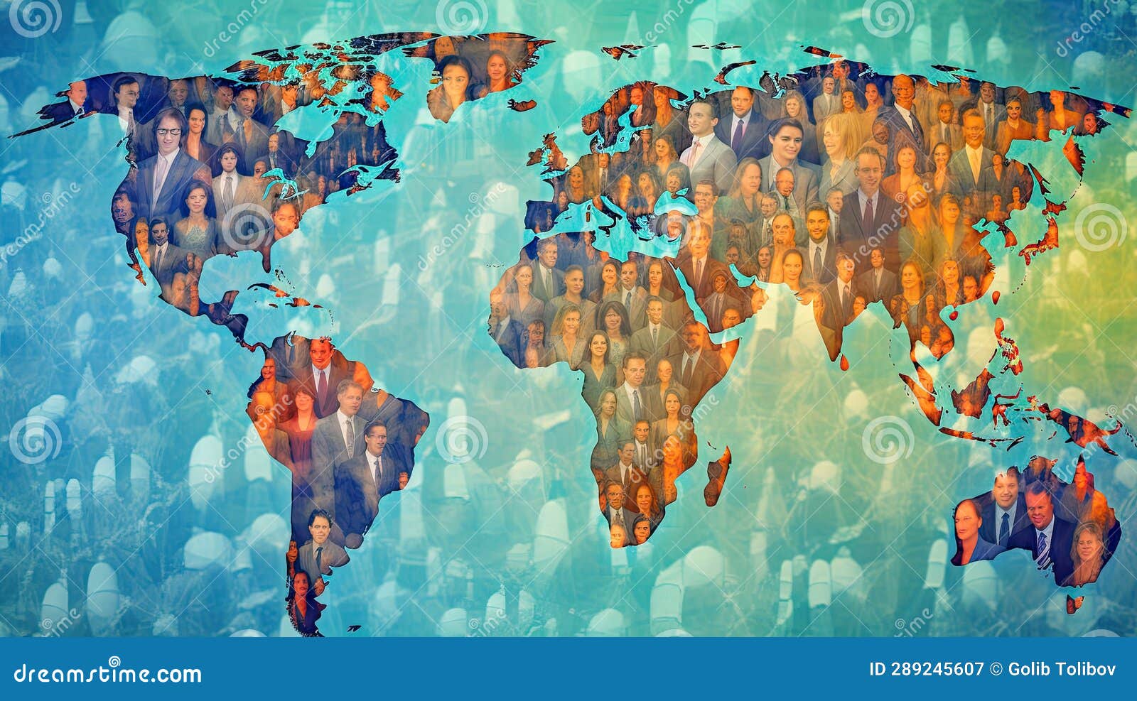 A Map of the World with Different Faces on it Stock Image - Image of ...