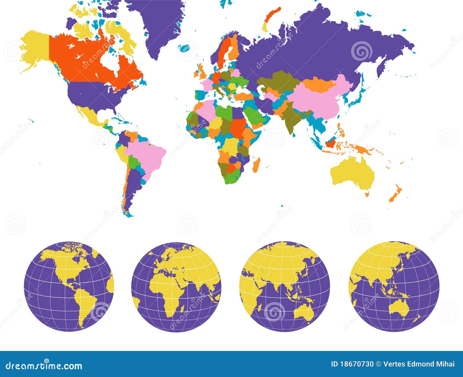 World map stock vector. Illustration of america, europe - 18670730