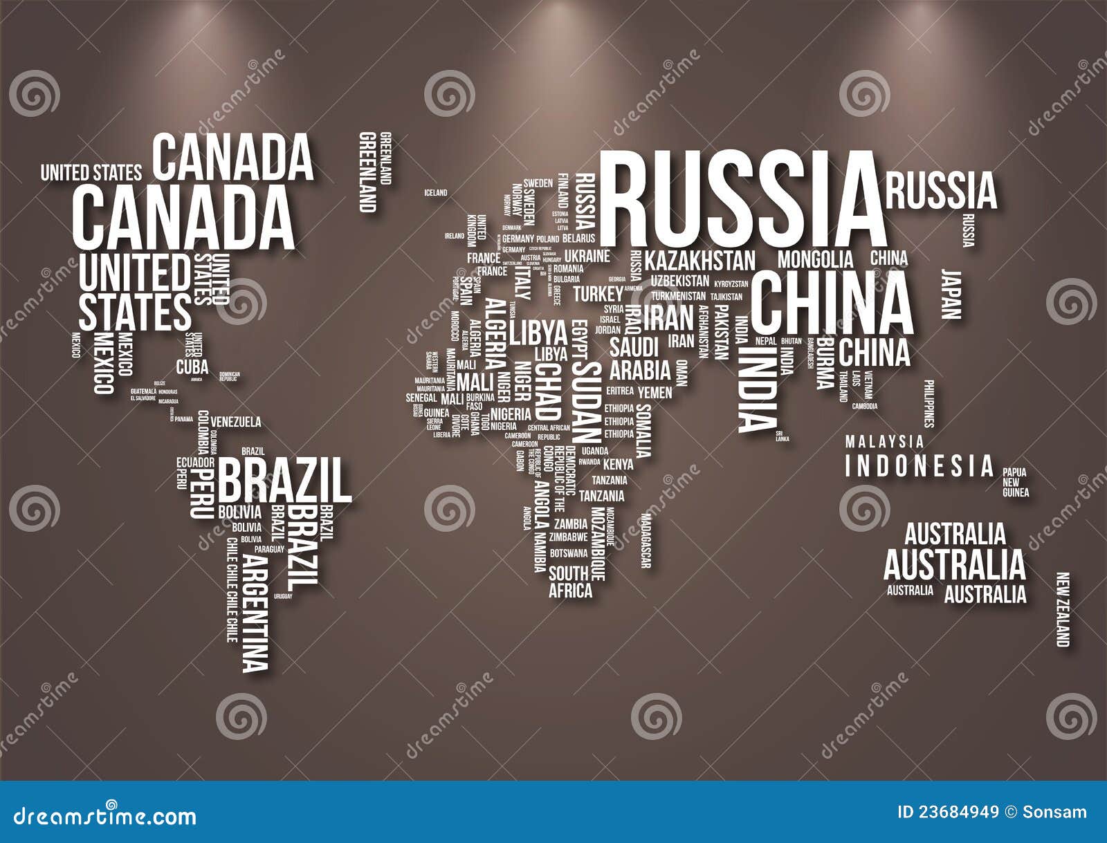World Map Country Border Outline On White Background. With Country Name ...