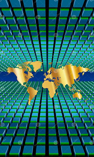 World Map 3D Blocks Receding Stock Illustration - Illustration of ...