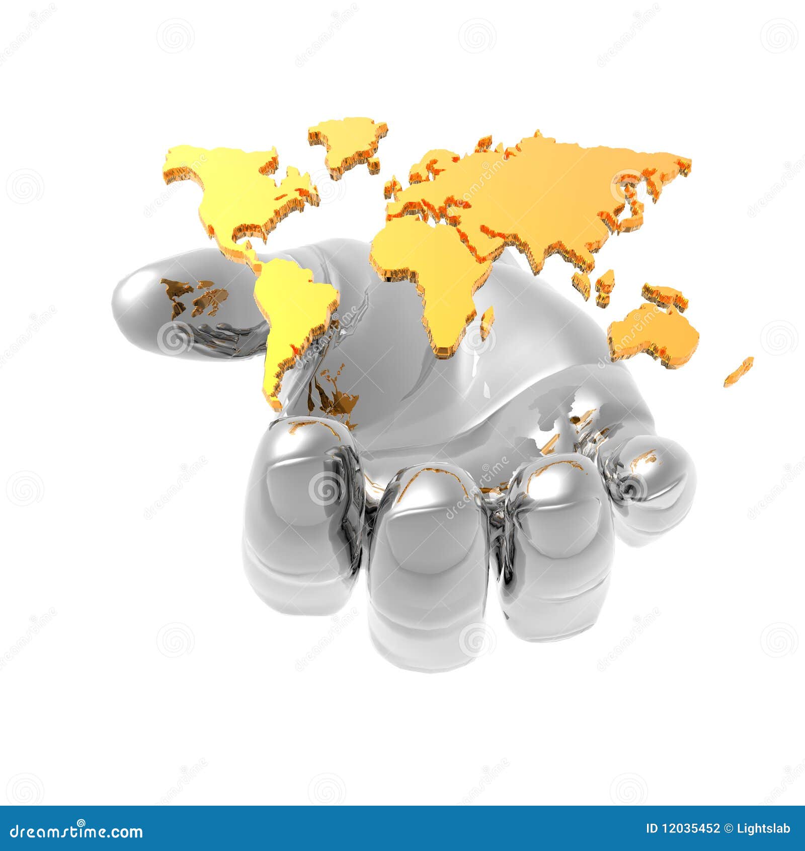 World Map in 3d Hand Isolated on Stock Illustration - Illustration of ...