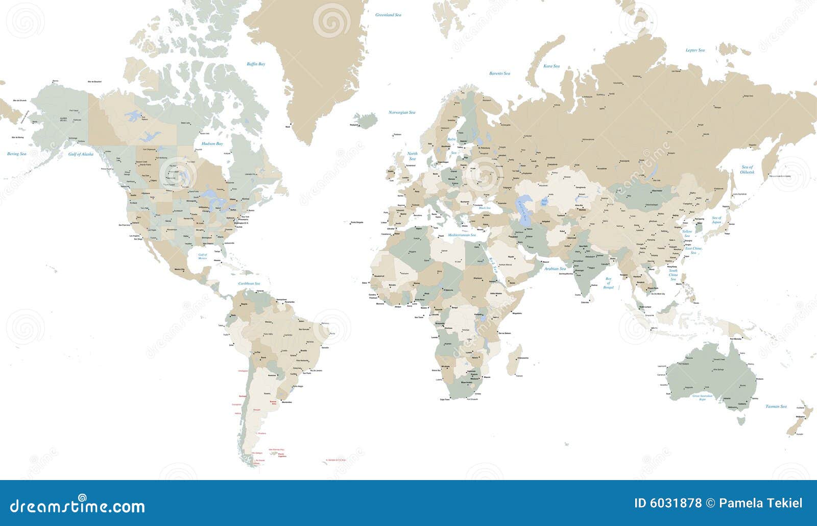 World map stock vector. Illustration of atlas, digital - 6031878