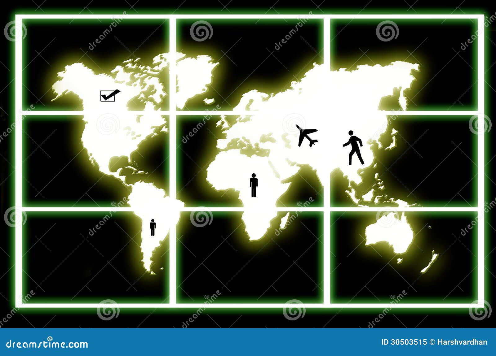 World Map Abstract Glowing Lights Stock Illustration - Illustration of ...