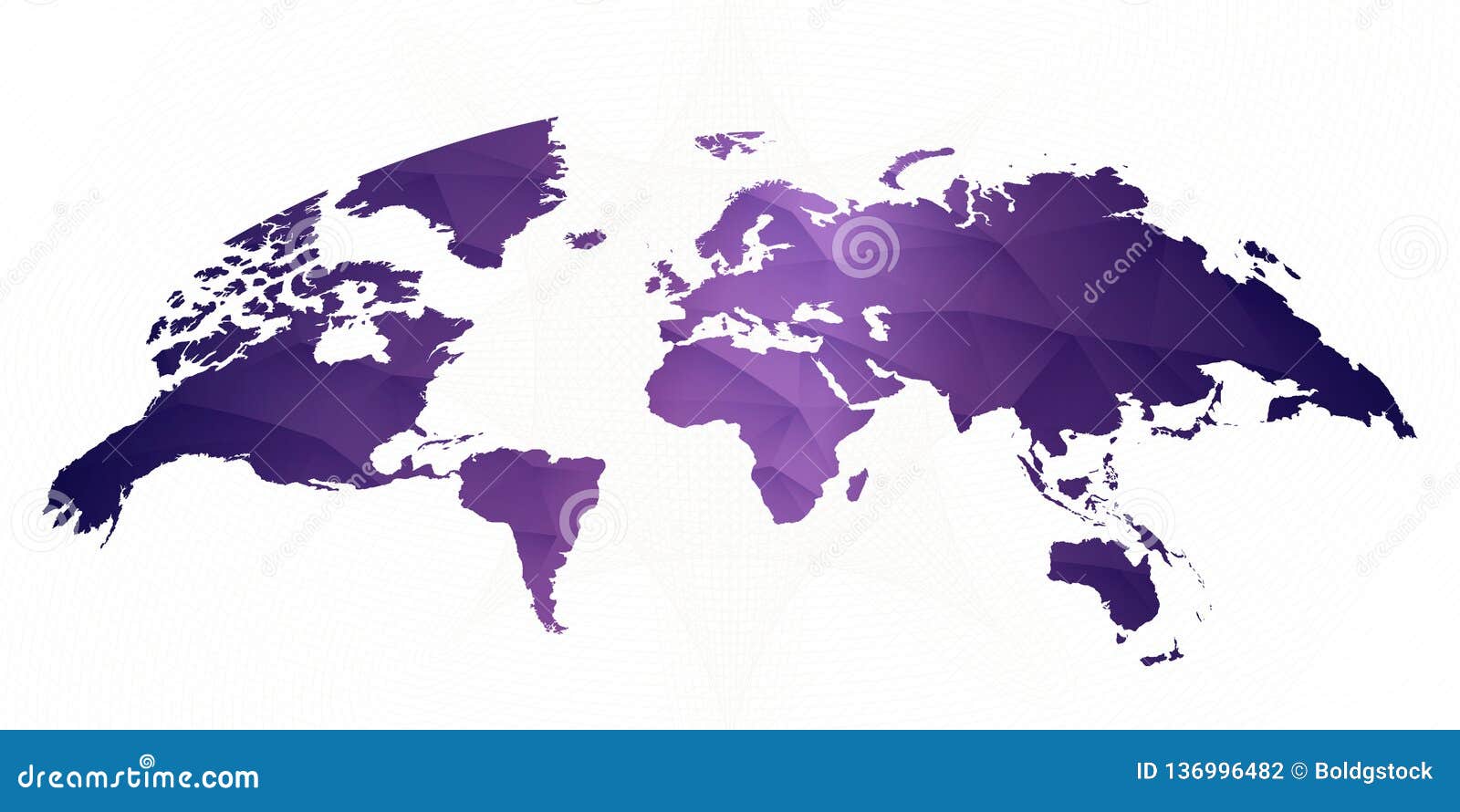 World Map on Abstract Lined Background in Gradient Ultra Violet Color ...
