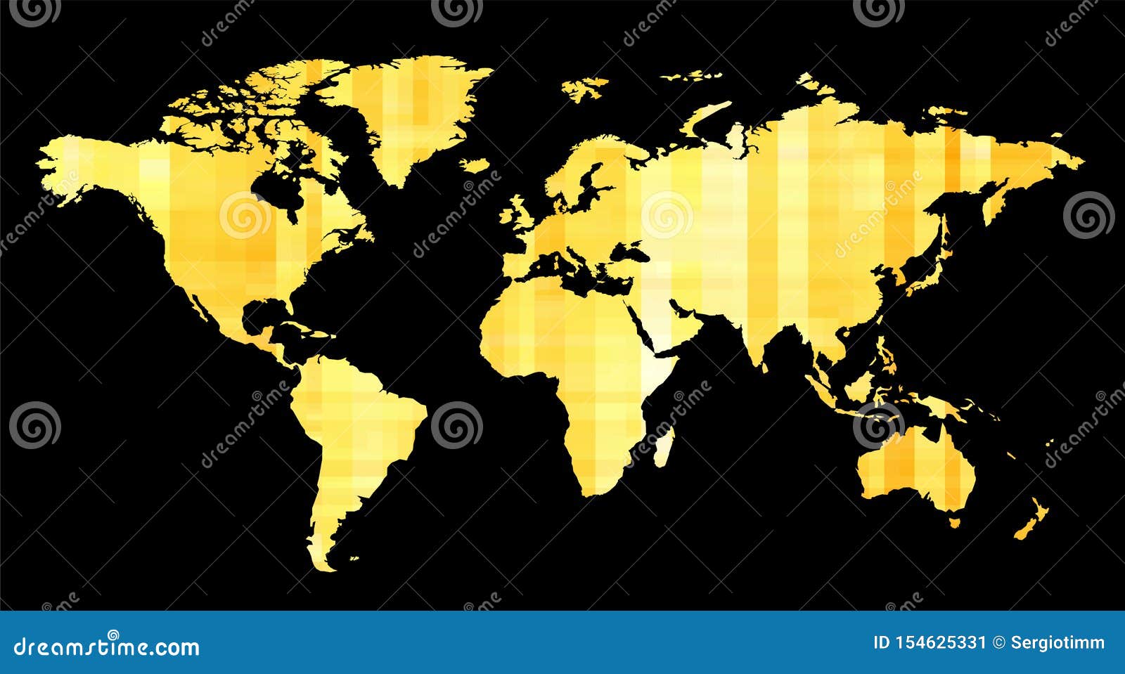 World Map. Abstract Pattern with Yellow Squares Stock Vector ...