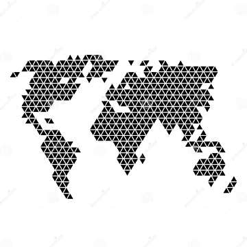 World Map Abstract Schematic from Black Triangles Repeating Pattern ...