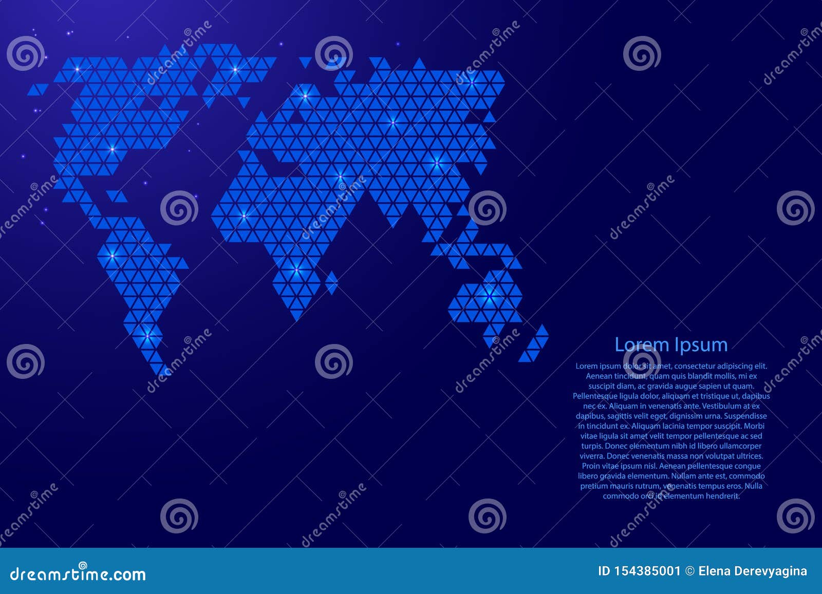 World Map Abstract Schematic from Blue Triangles Repeating Pattern ...