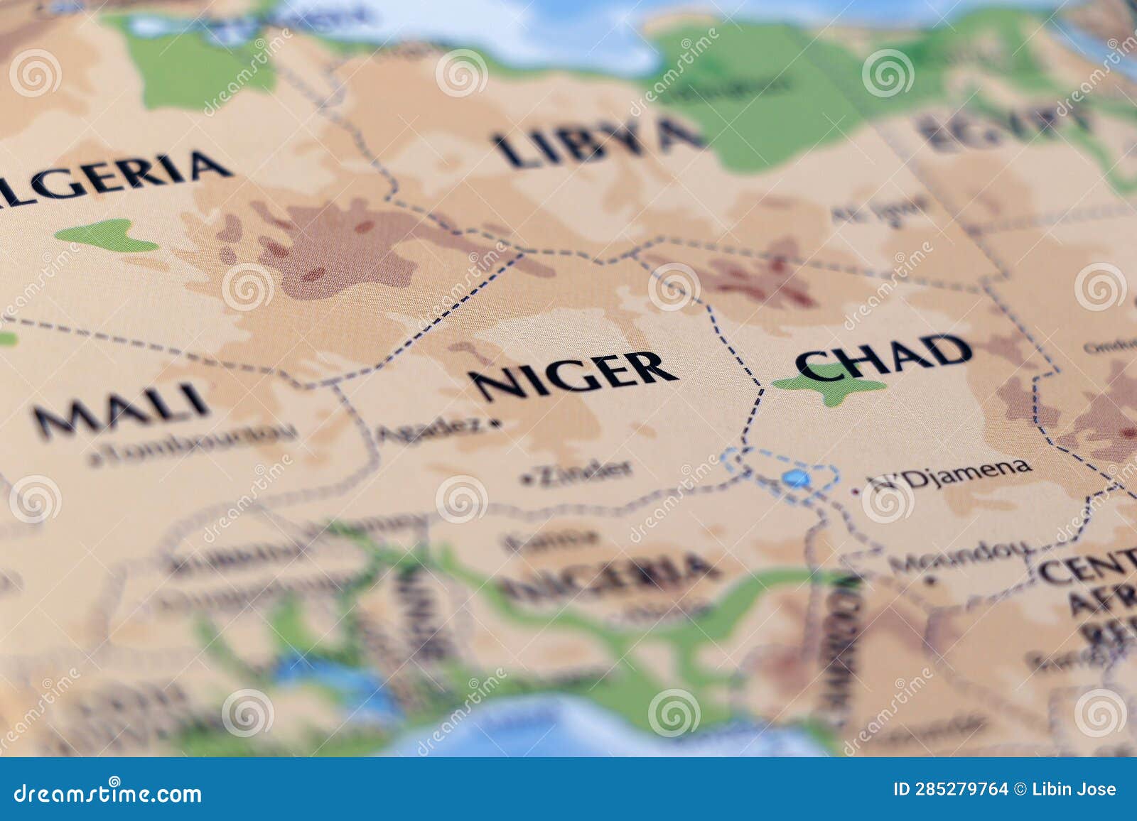 Close Up To A Chad Political Map With Country Frontiers Royalty-Free ...
