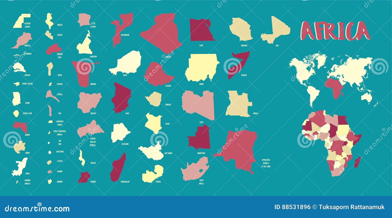 World Map Africa Highly Detailed Stock Vector - Illustration of world ...