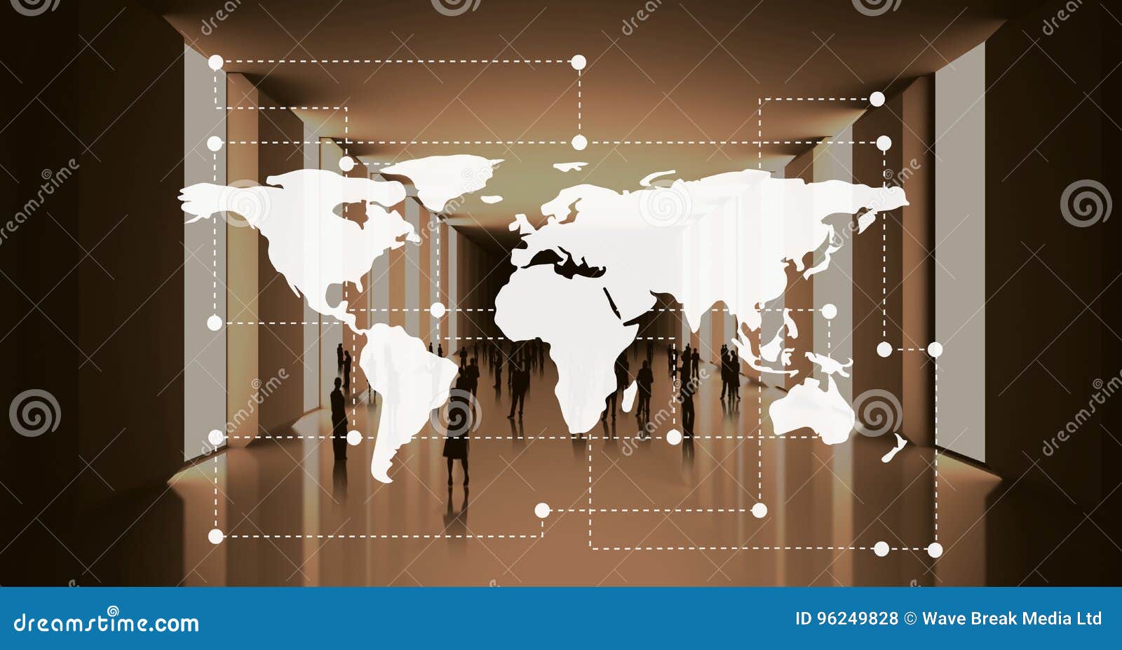 World Map Against Office Background Stock Illustration - Illustration ...