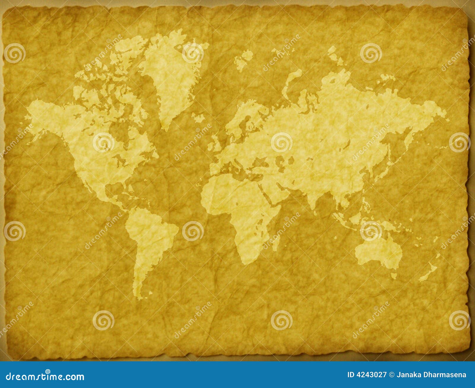 World map on aged paper stock illustration. Illustration of decorative ...