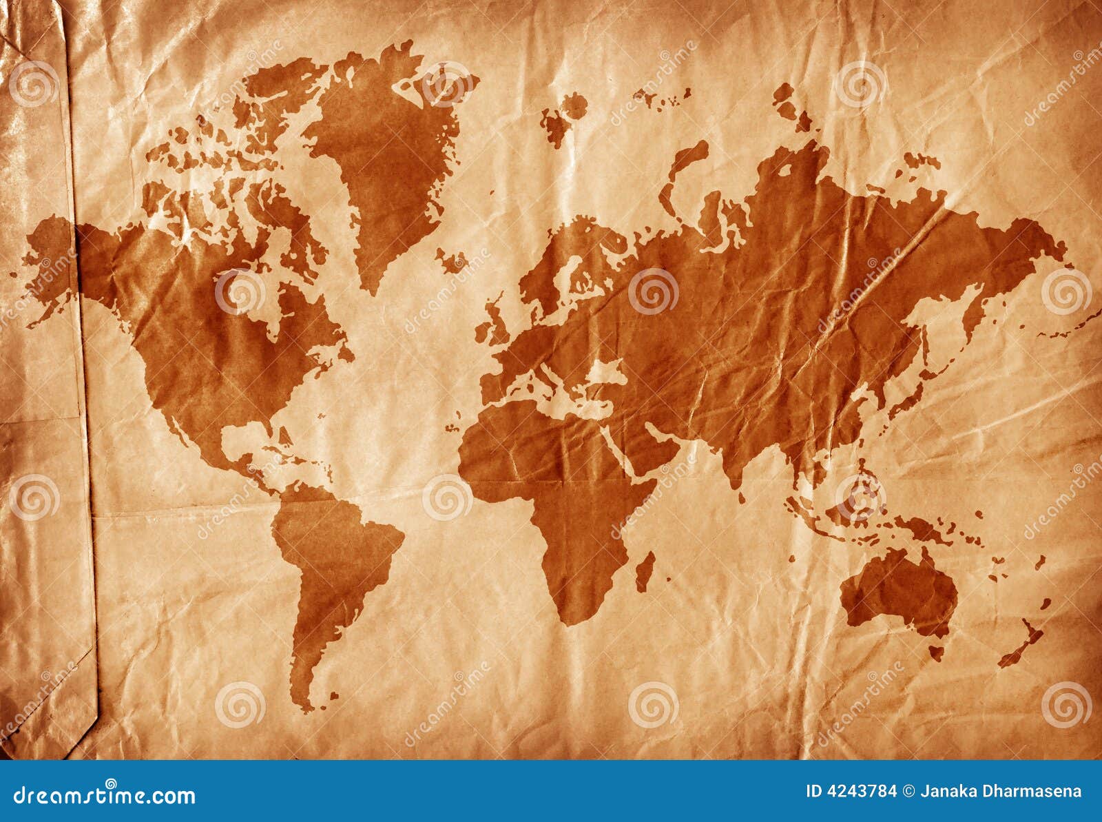 World Map On Aged Paper Stock Photography | CartoonDealer.com #4243784