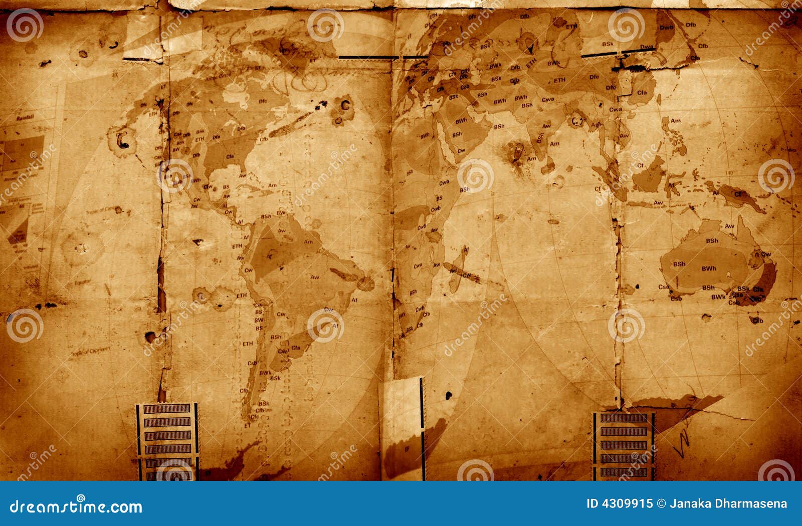World map on aged paper stock illustration. Illustration of history ...