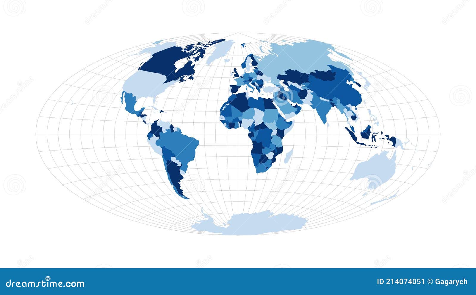 World Map. Aitoff Projection Stock Illustration - Illustration of ...