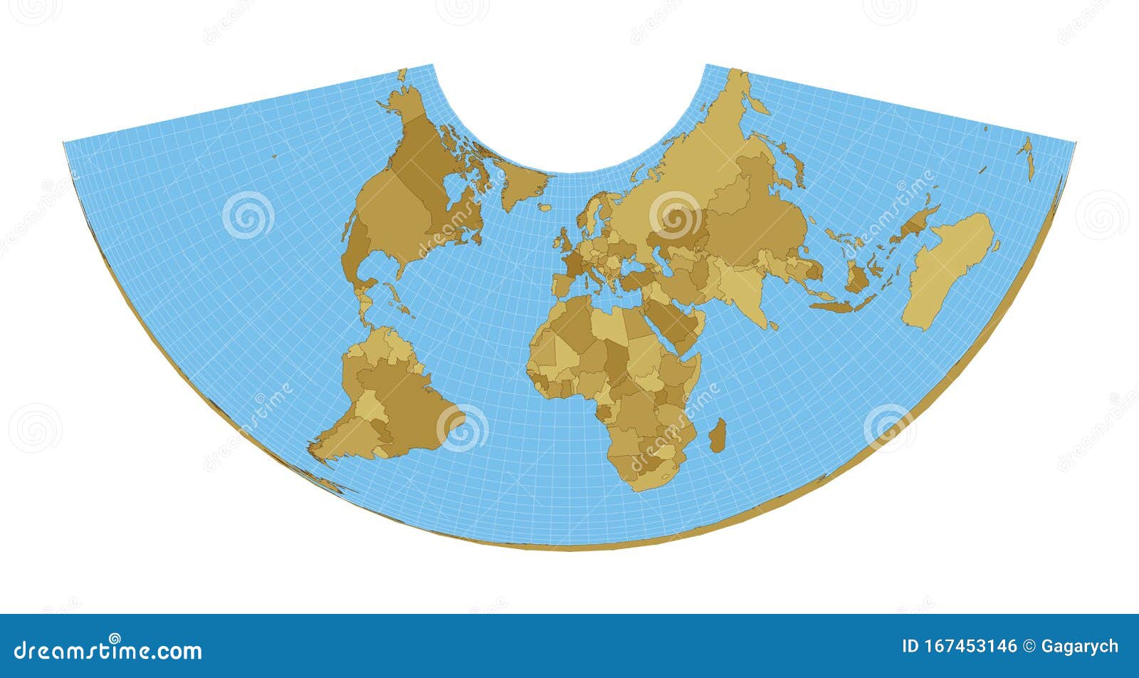 World Map. Albers Conic Equal-area Projection. Vector Illustration ... World Map. Albers Conic Equal-area Projection. Vector Illustration ...