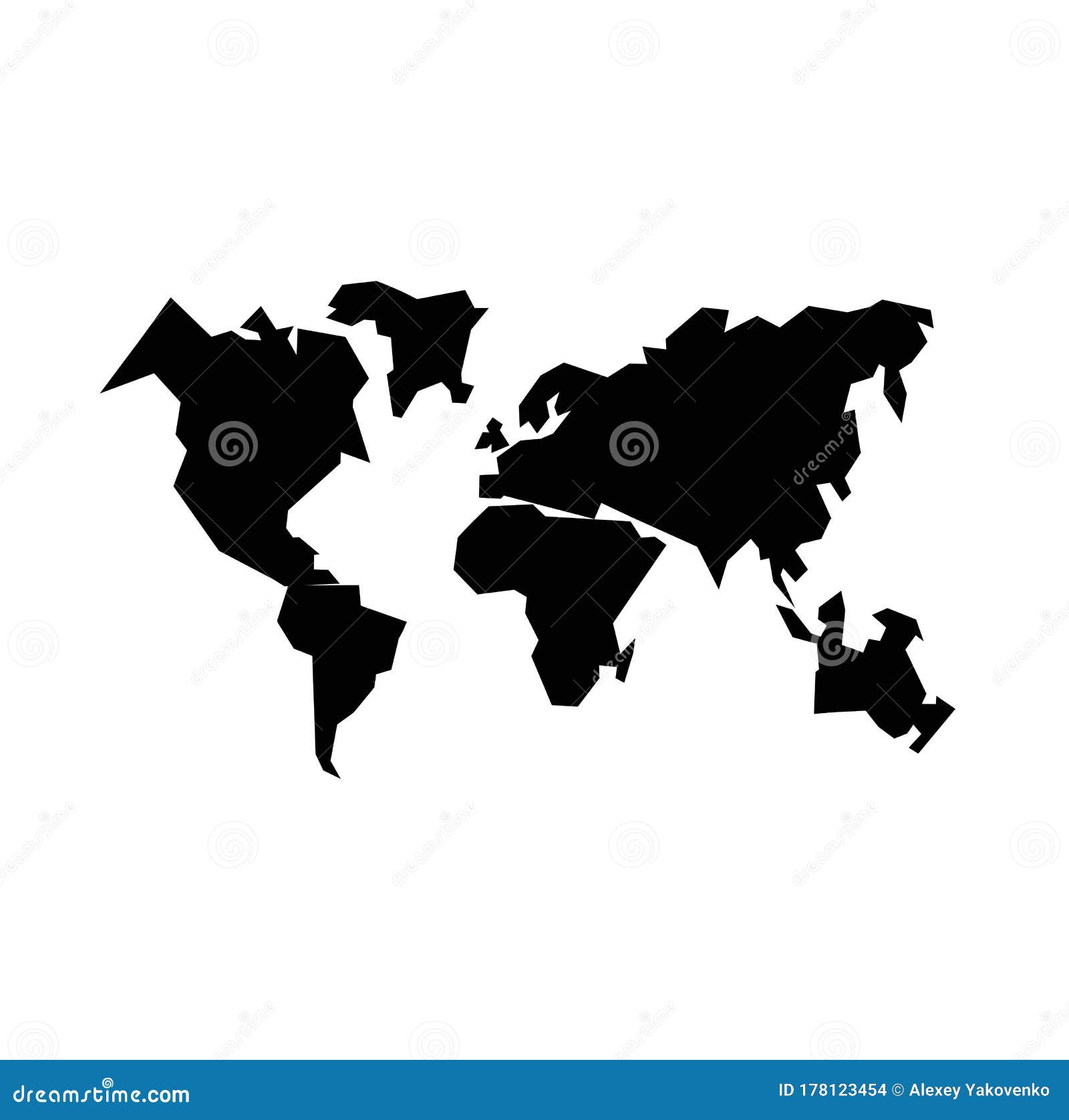 World Map Or All Continents Icon Flat Illustration On Isolated White ...
