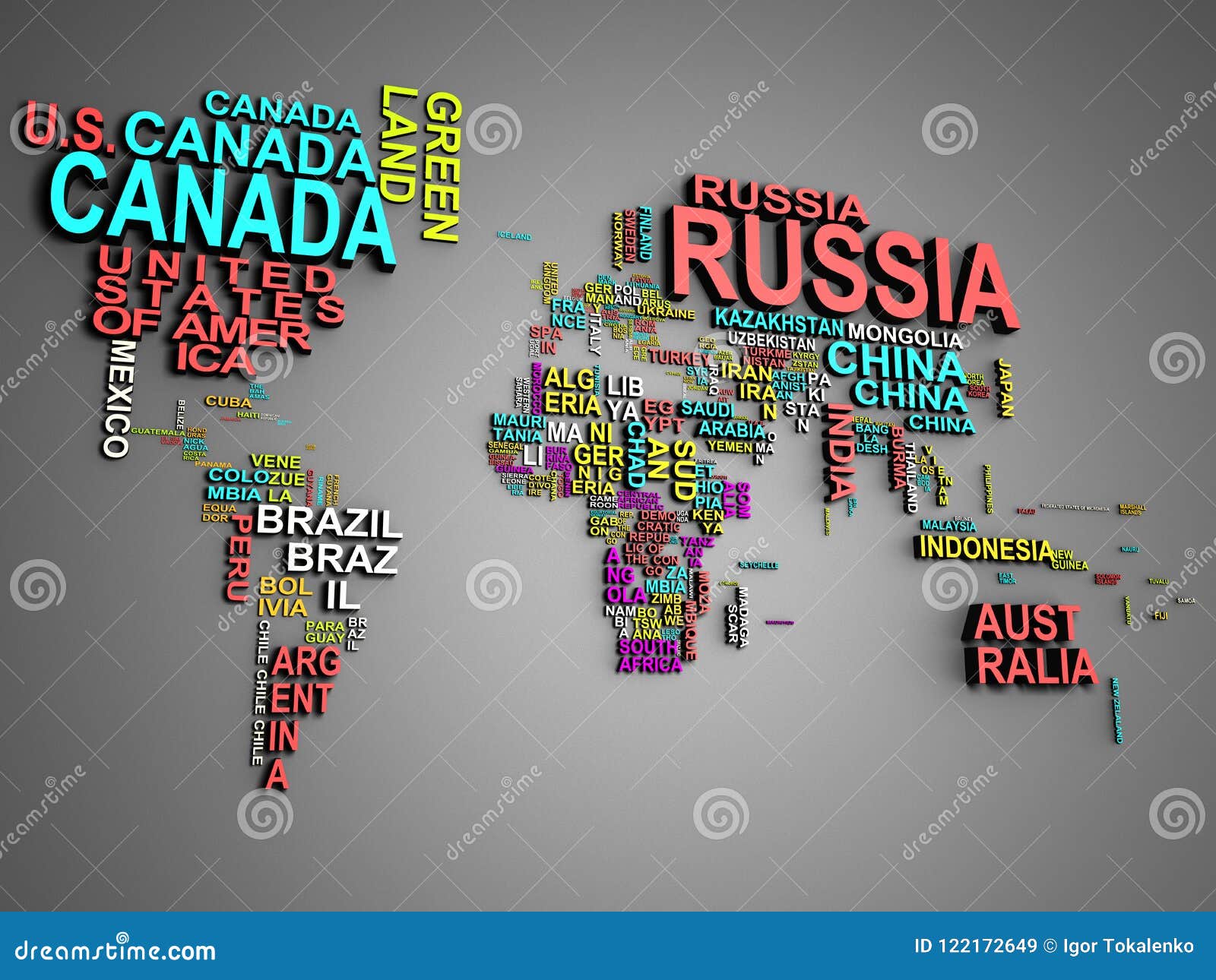The World Map with All States and Their Names 3d Illustration on Stock ...