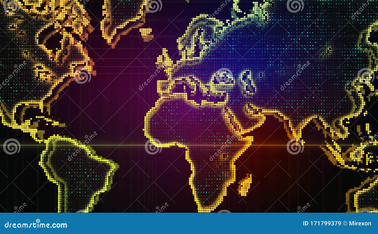 World Map. Animated World Map with Effects and Glowing Particles Stock ...