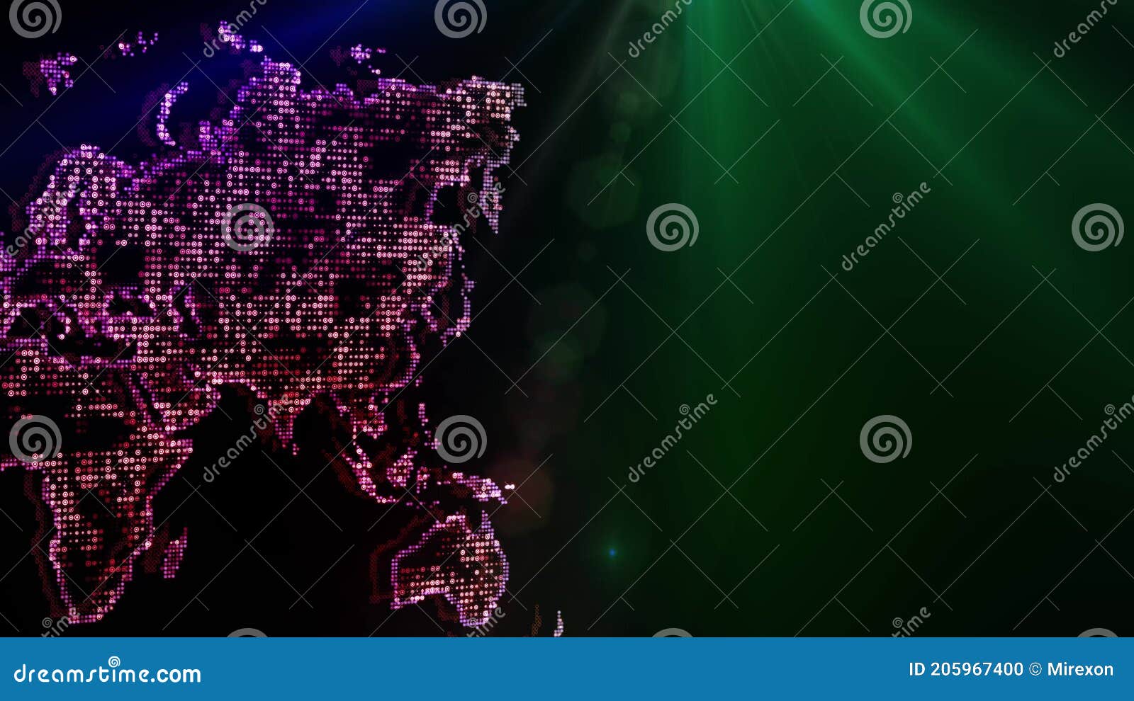 World Map. Animated World Map with Effects and Glowing Particles Stock ...