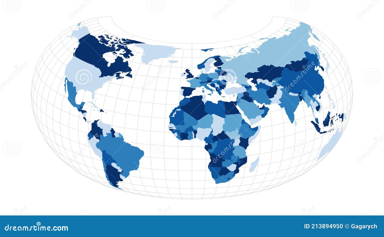 World Map. Armadillo Projection Stock Illustration - Illustration of ...