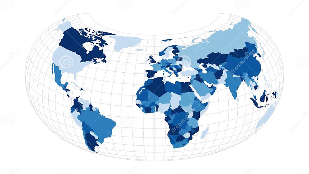 World Map. Armadillo Projection Stock Illustration - Illustration of ...