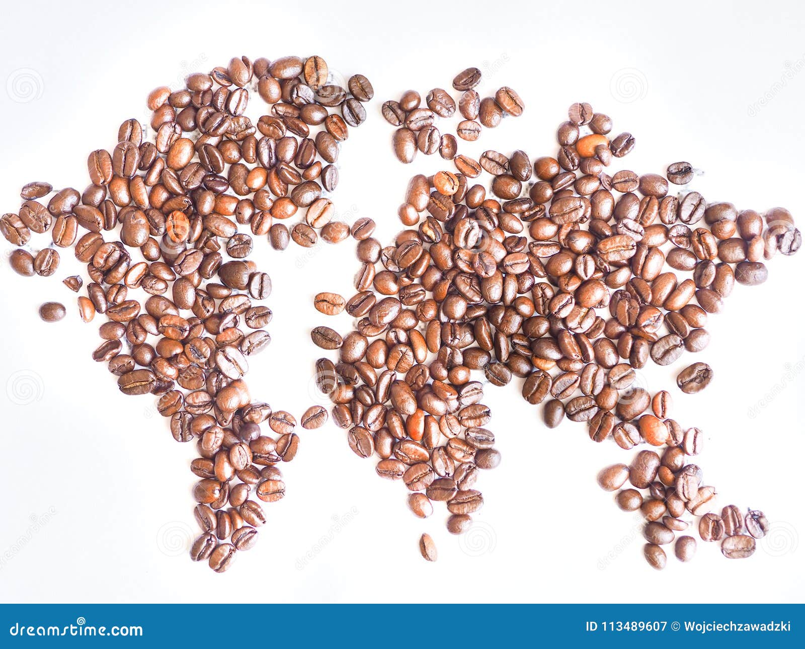 World Map Arranged from Brown Coffee Beans Stock Image - Image of ...