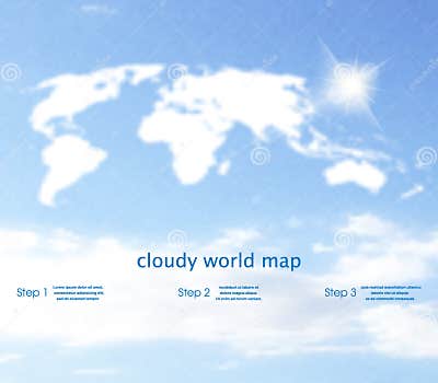 World Map As Clouds with the Sky on the Background Stock Vector ...