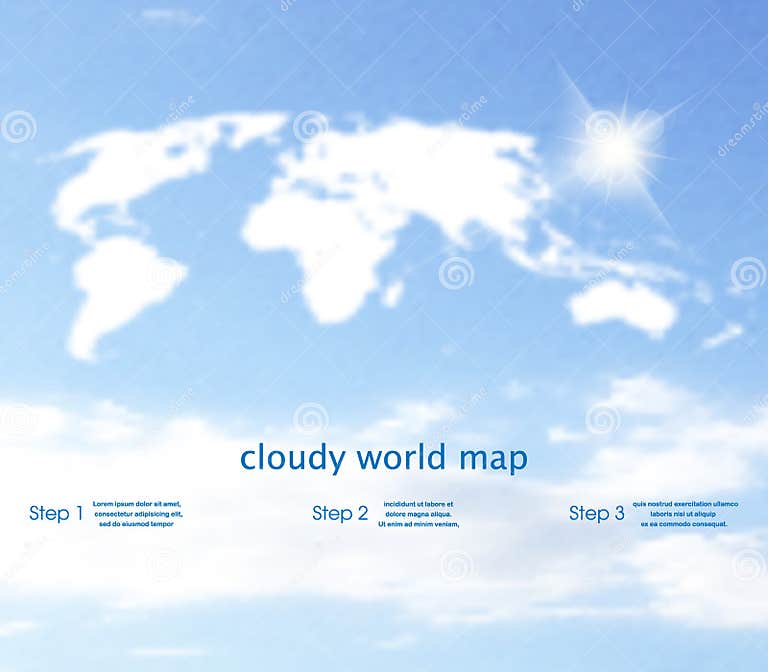 World Map As Clouds with the Sky on the Background Stock Vector ...